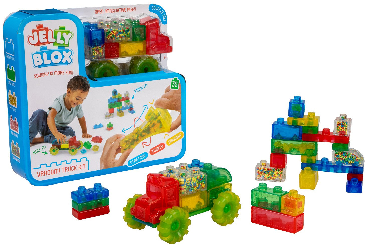 Jelly Blox Vrooom! Truck Kit Squishy Blocks Age 2+ – Franklin's Toys
